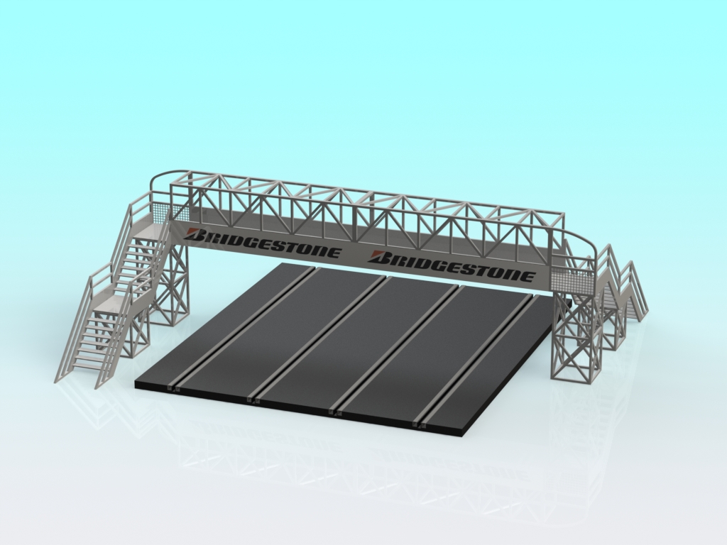 🚗 1:32 slot car foot bridge 4-lane・Free STL File for ・Cults