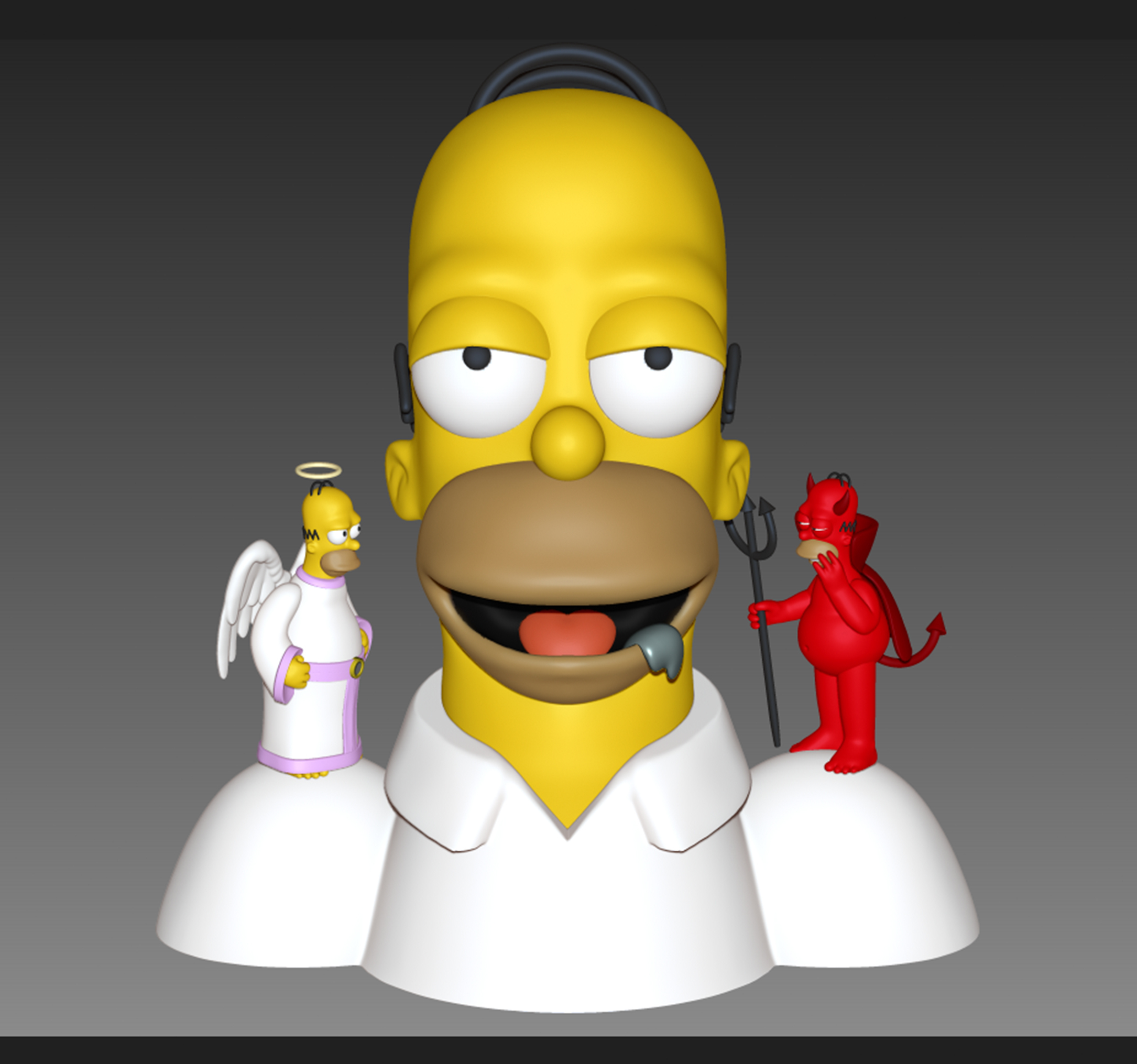 😈 Homer Simpson devil and angel - Color Print・ 3D File for ・Cults