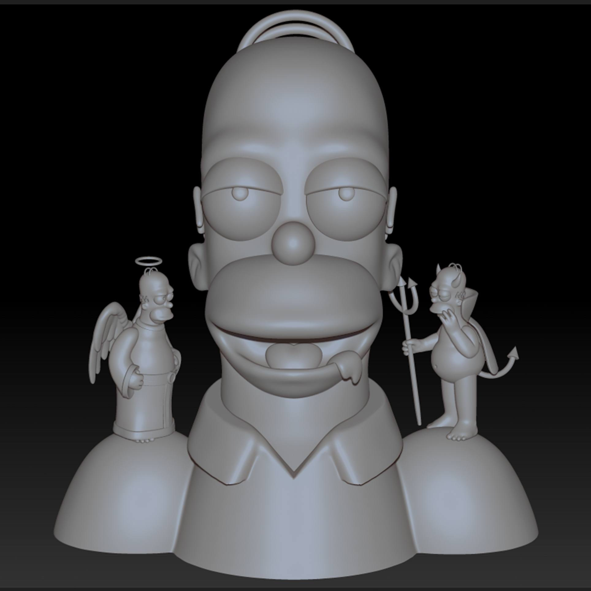 😈 Homer Simpson devil and angel - Color Print・ 3D File for ・Cults
