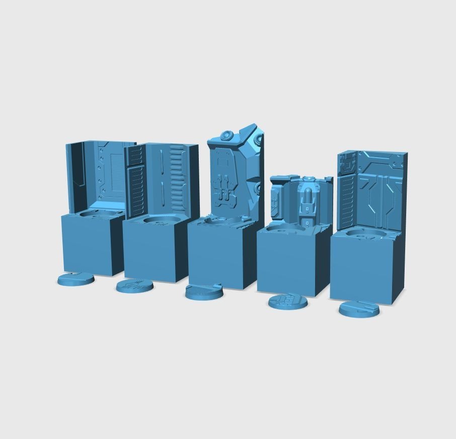 ♾️ The Facillity - Set of 5 Showcase Stands・ STL File for ・Cults