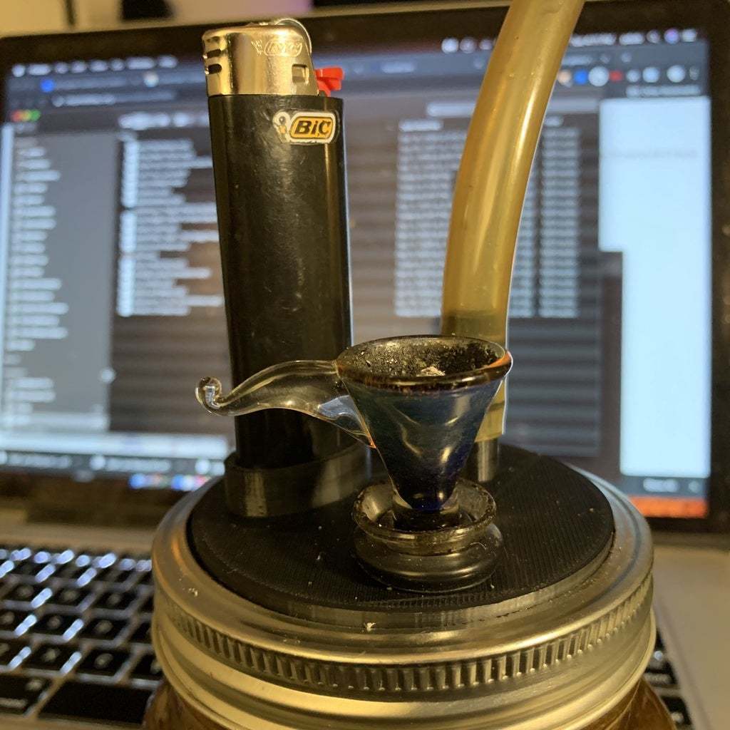 🫙 Ball Jar Bong Top with Bic Lighter Holder・Free STL File for ・Cults