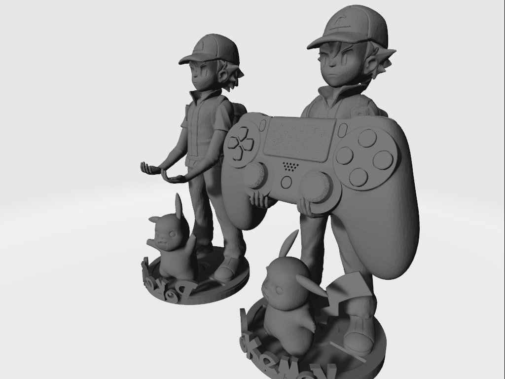 STL file SOPORTE TELEFONO Y JOYSTICK ASH Y PIKACHU POKEMON SCUTTLE ...