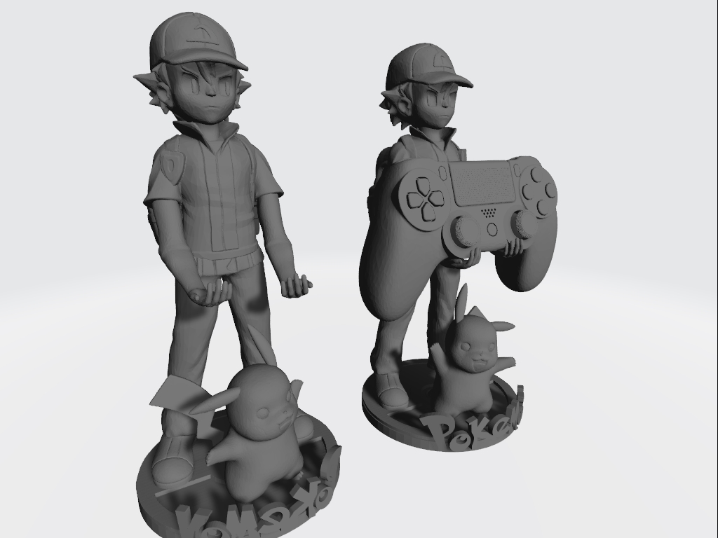 STL file SOPORTE TELEFONO Y JOYSTICK ASH Y PIKACHU POKEMON SCUTTLE ...