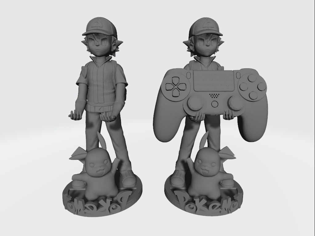 STL file SOPORTE TELEFONO Y JOYSTICK ASH Y PIKACHU POKEMON SCUTTLE ...