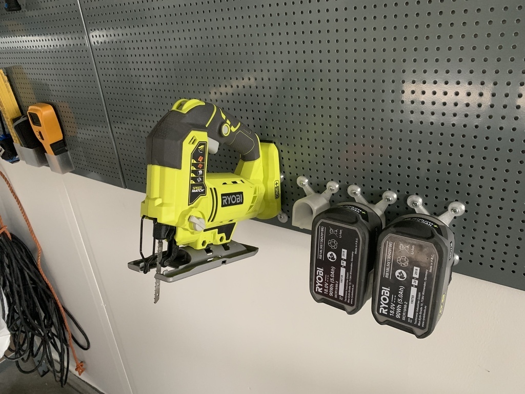 🕳️ Biltema Pegboard(12mm spacing 4mm hole). Ryobi One+ tool mount・Free ...