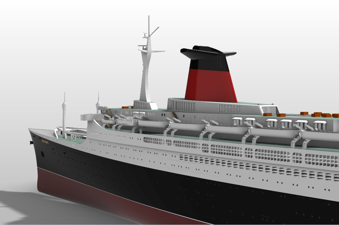 🇫🇷 Paquebot FRANCE (1960) ocean liner 1/600 print ready model kit・ STL ...