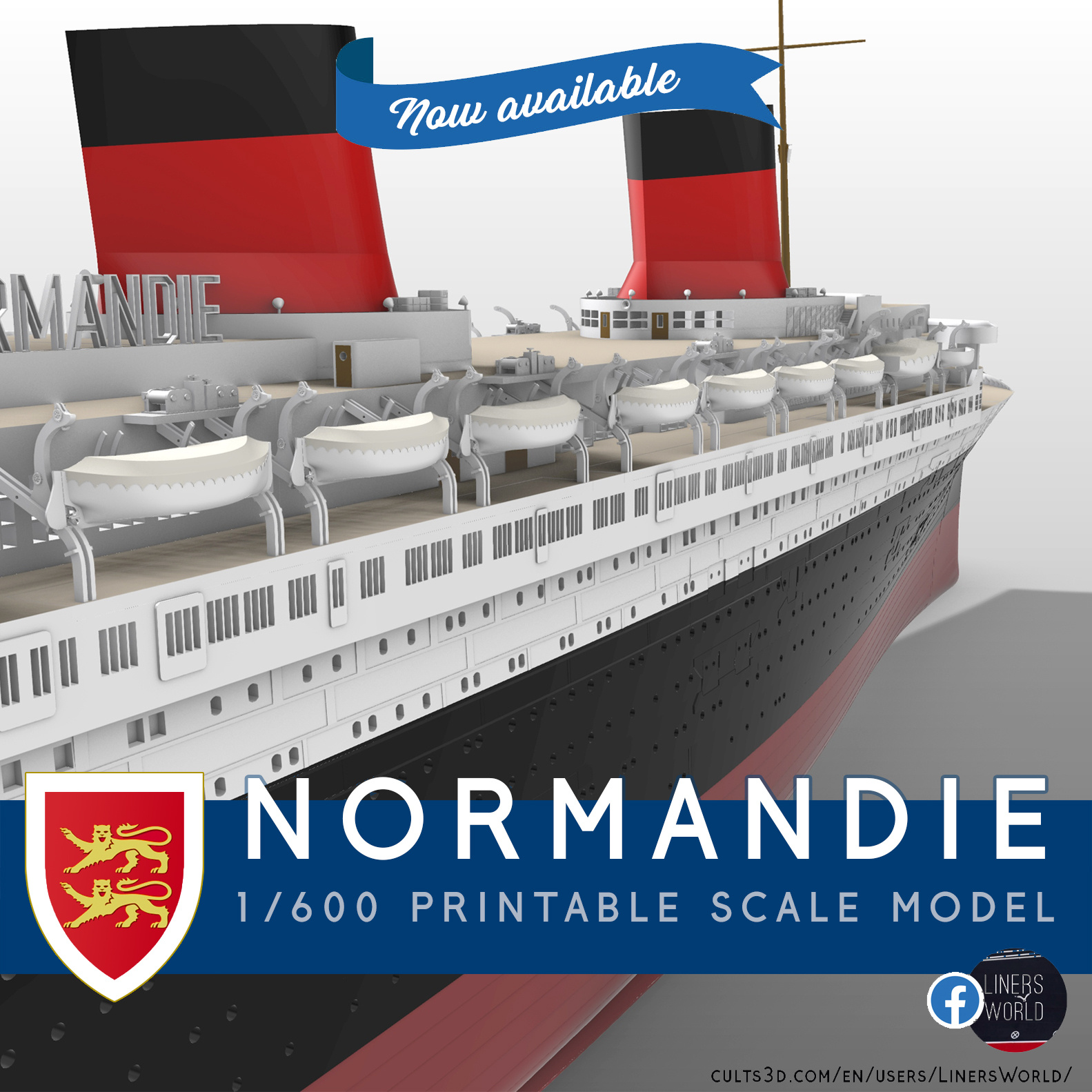 STL file SS Normandie ocean liner 1/600 scale printable model kit 🌊 ・3D ...