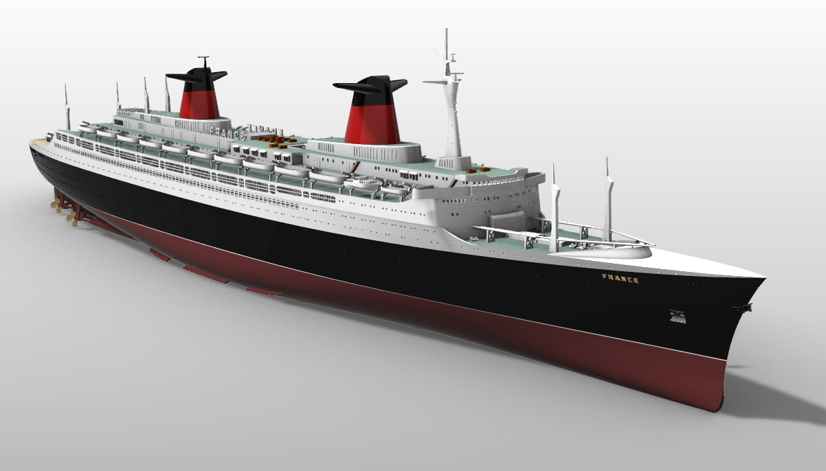 🇫🇷 Paquebot FRANCE (1960) ocean liner print ready model - full hull and ...