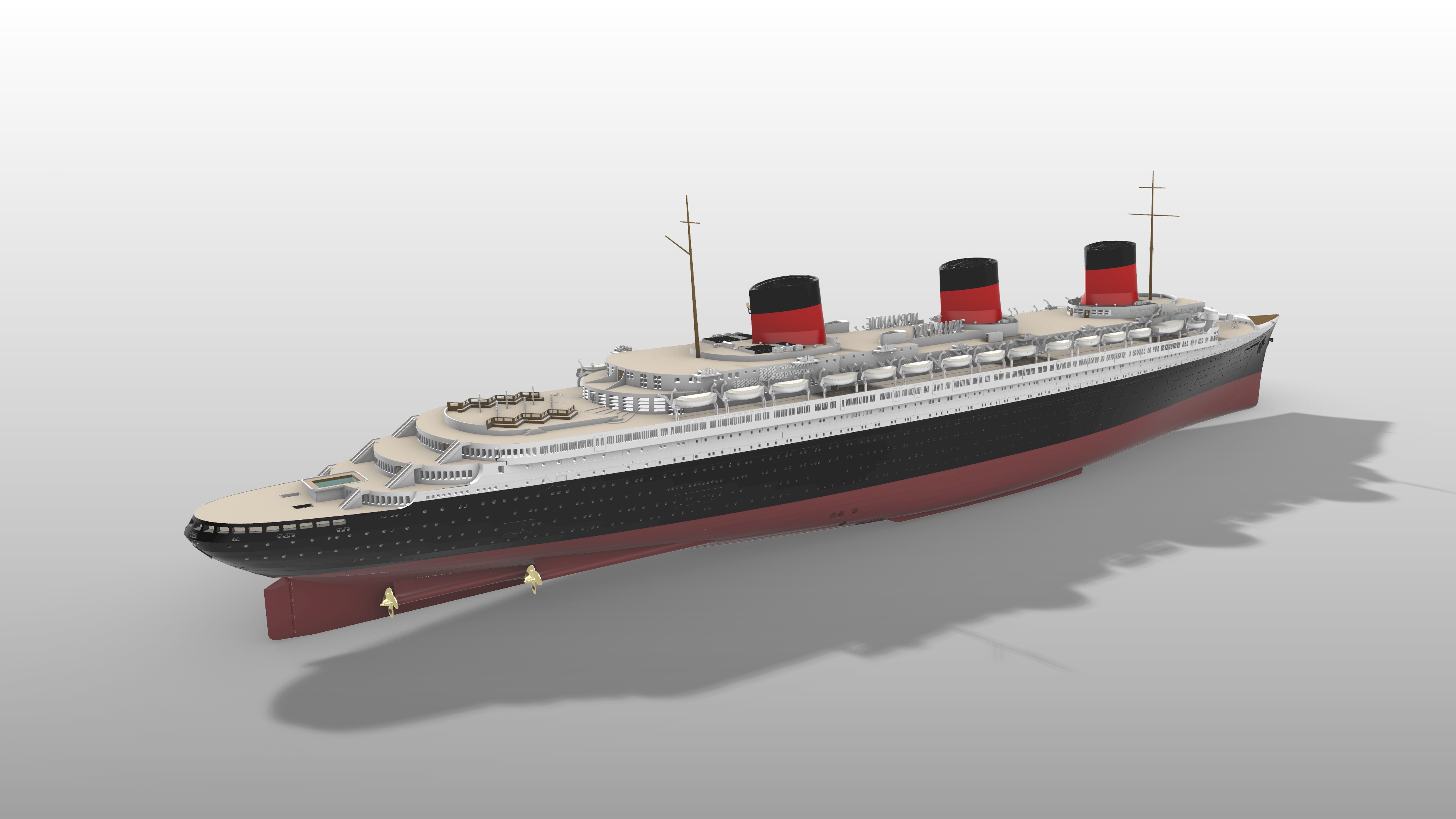 🌊 SS Normandie ocean liner printable model, full hull and waterline ...