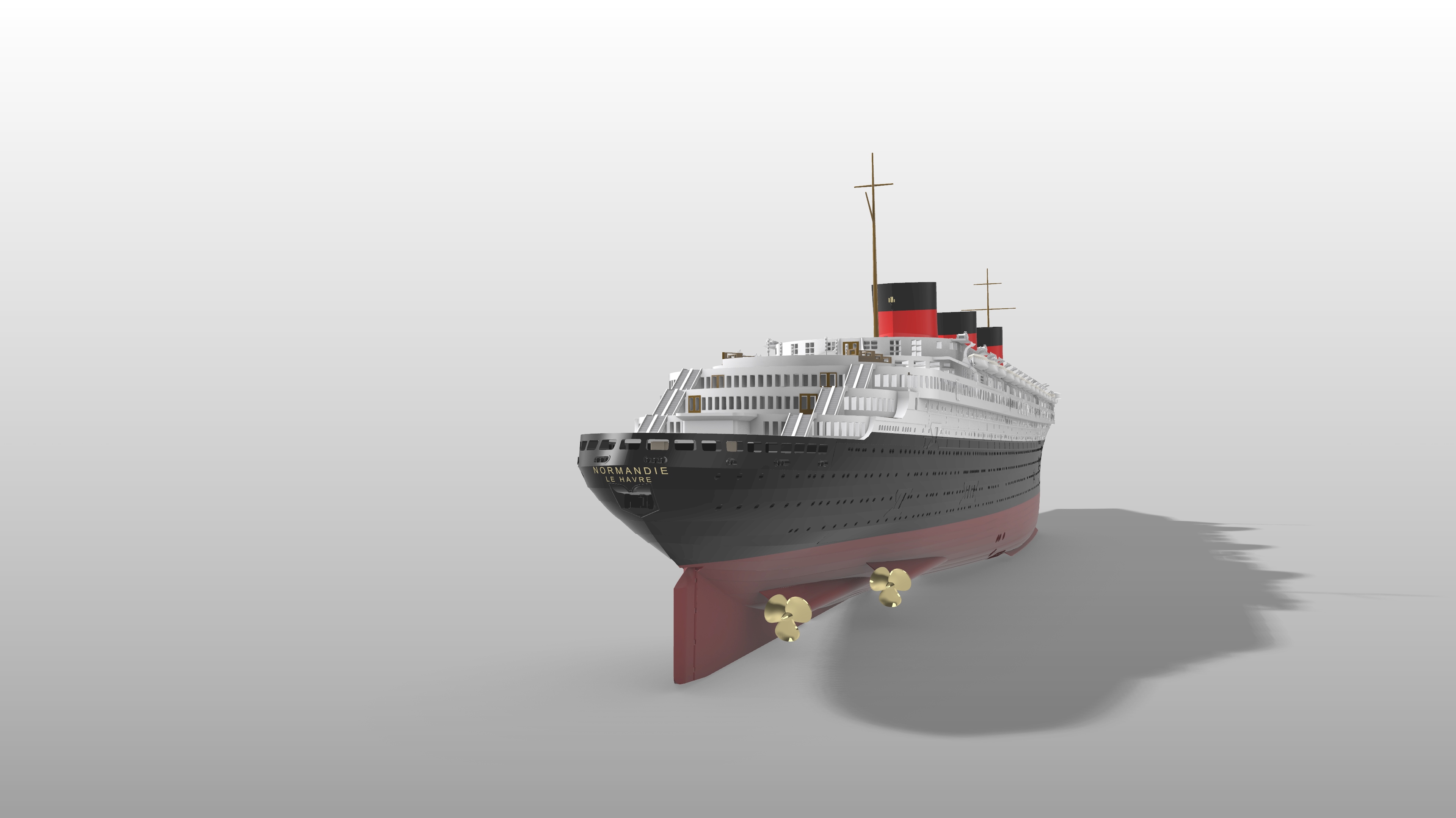 🌊 SS Normandie ocean liner printable model, full hull and waterline ...