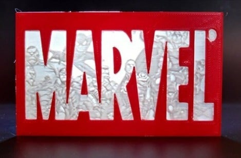 Бесплатный STL файл Marvel logo Lithopane 🚩 ・Шаблон для 3D-печати для ...
