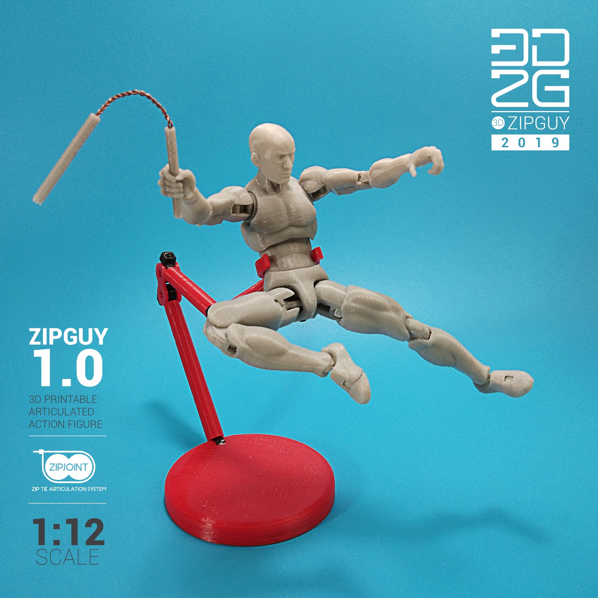 🤐 ZIPGUY 1.0 ZIP TIE ACTION FIGURE・ 3D File for ・Cults