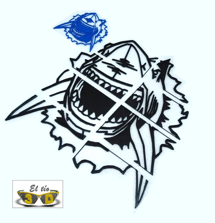 Archivo STL SHARK 2D - BIG SIZE - WALL DECOR 🦈 ・Plan para descargar y ...