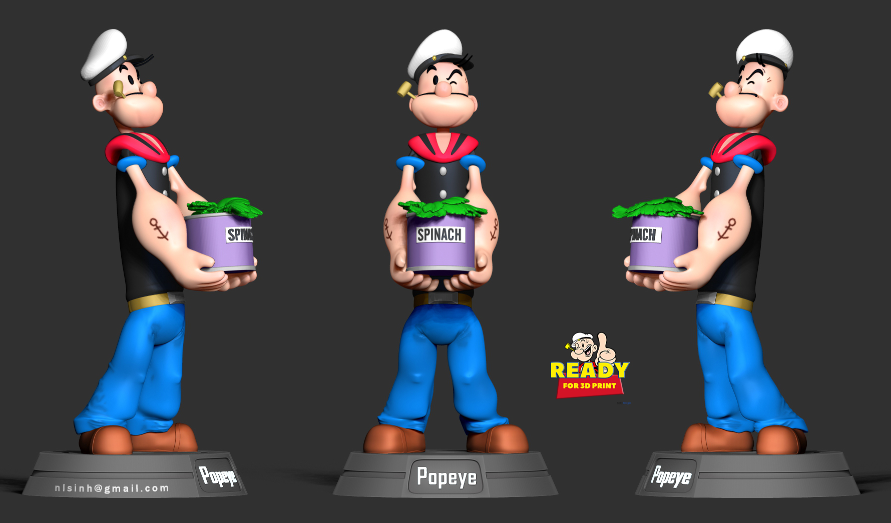 3D file Popeye the Sailor 🥗 ・3D printing idea to download・Cults