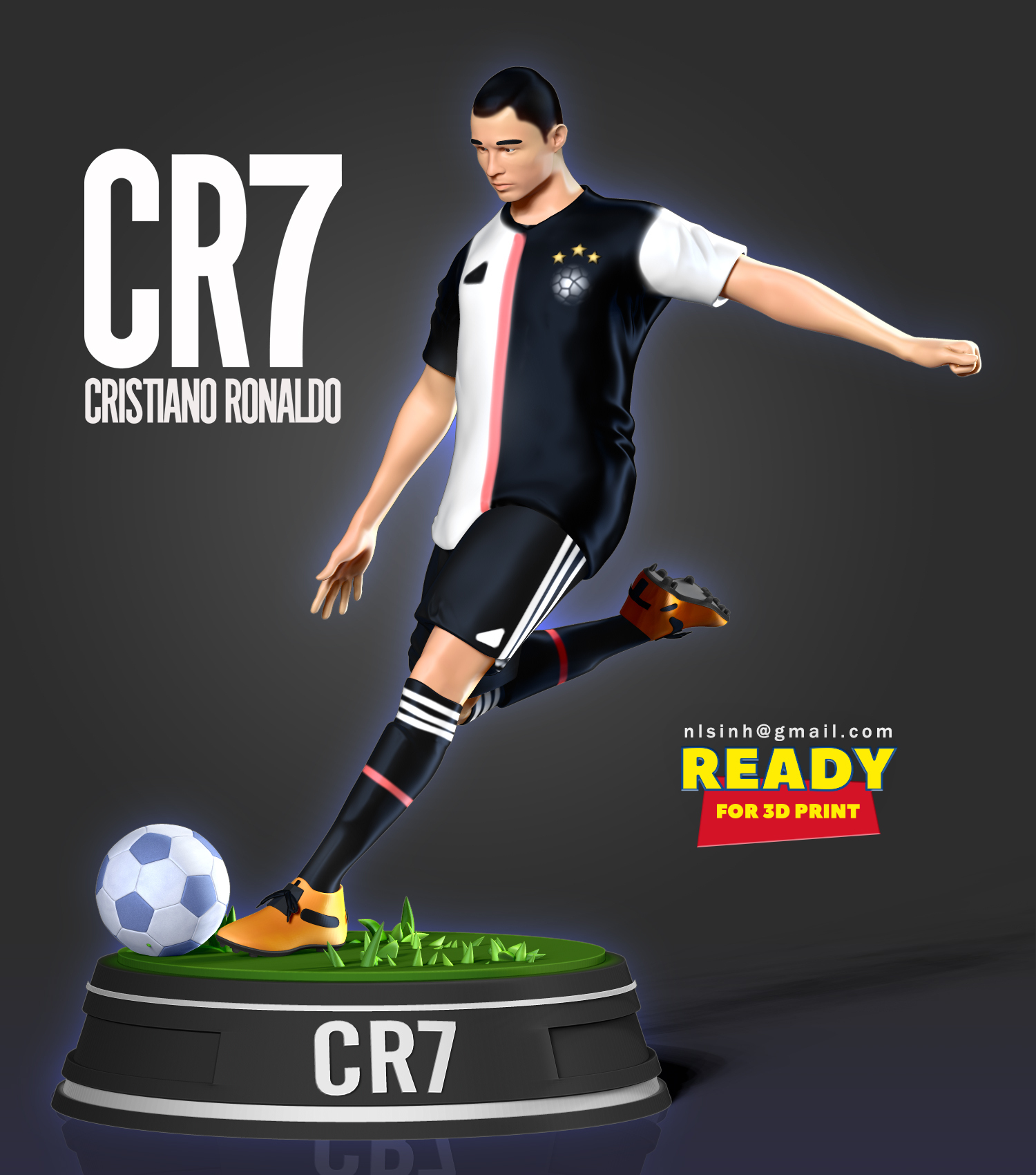Archivo 3D Cristiano Ronaldo - CR7 👫 ・Objeto de impresión 3D para ...