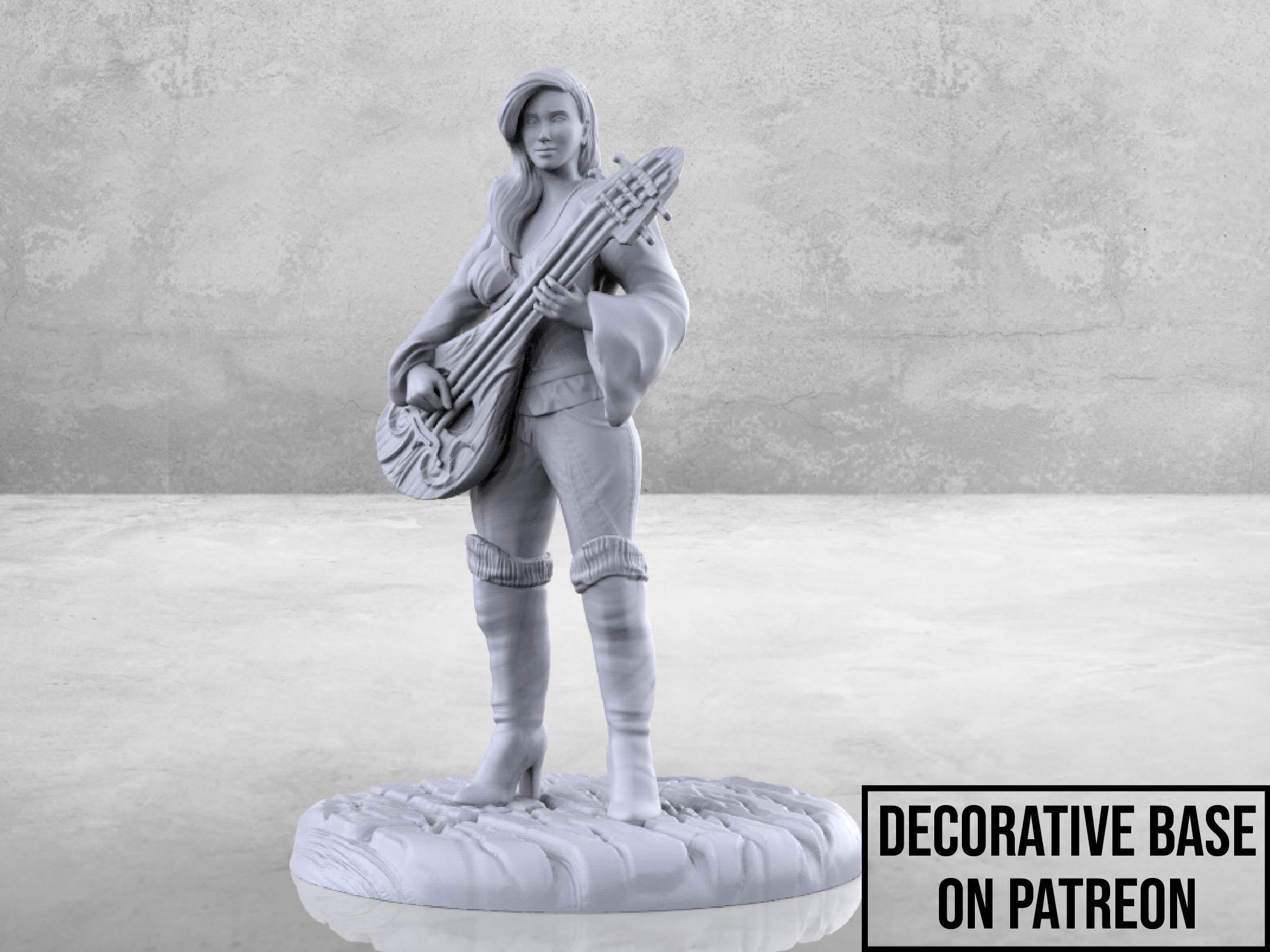STL file Female Bard with Lute ♀️ ・3D printing model to download・Cults