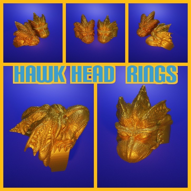 🦅 Hawk Head Ring・Free STL File for ・Cults