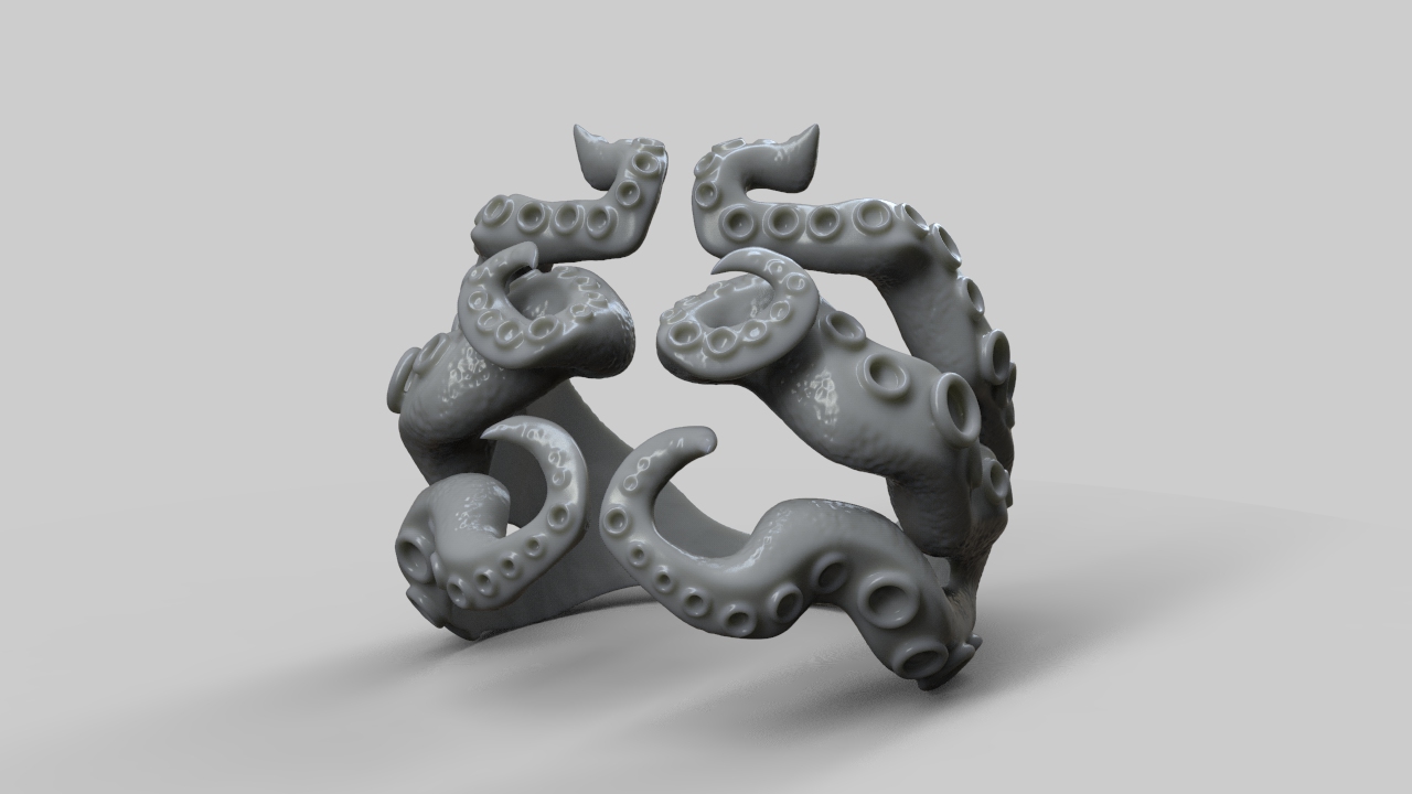 🐙 Octopus Tentacle Ring・ STL File for ・Cults