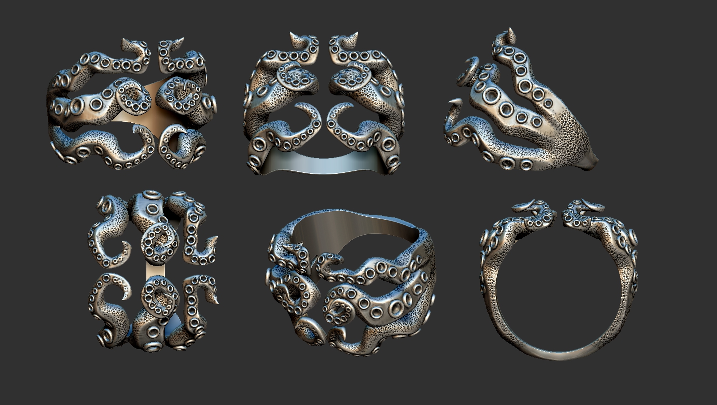 🐙 Octopus Tentacle Ring・ STL File for ・Cults