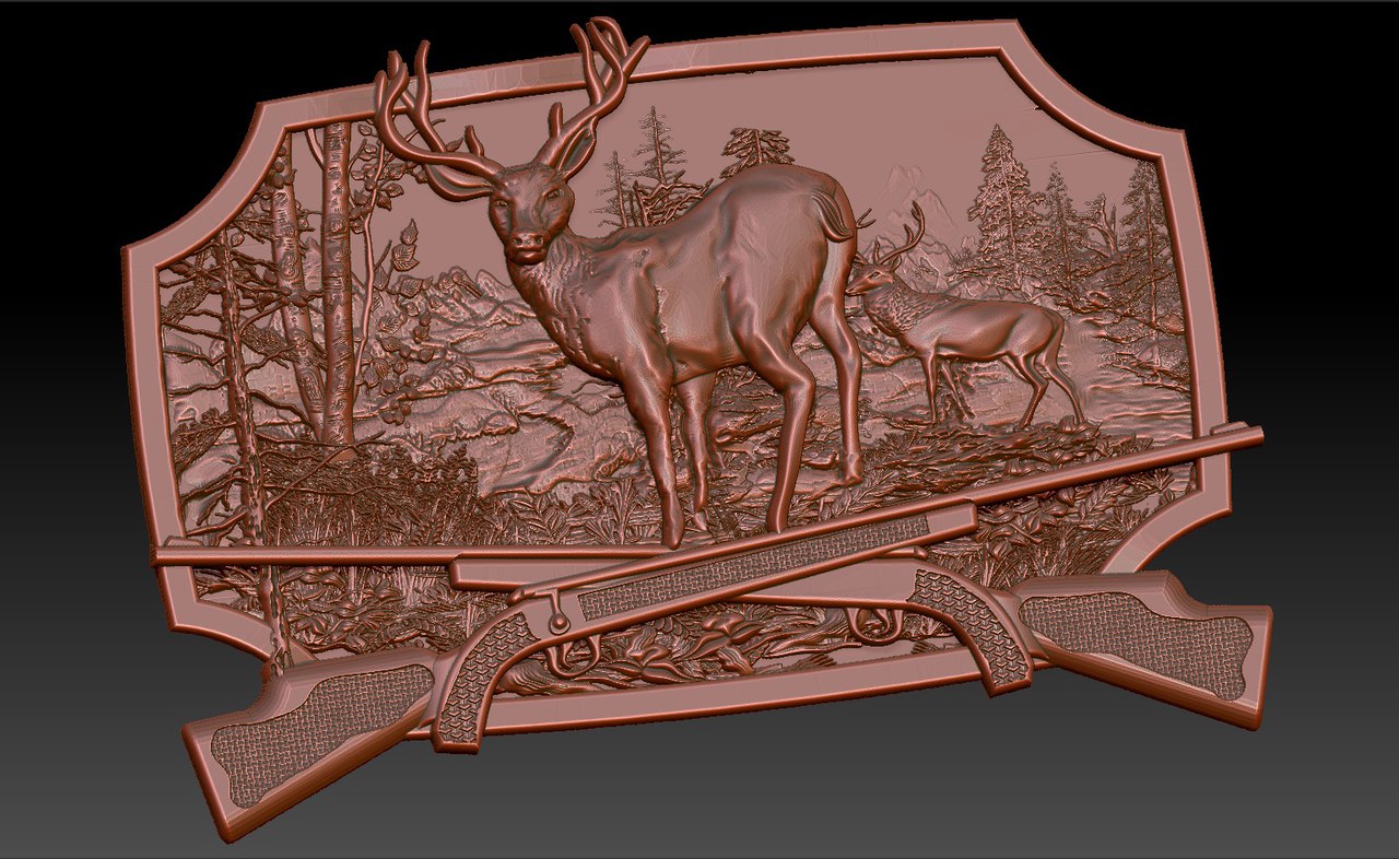 👪 deers family cnc router art scene hunting weapons guns・Free STL File ...