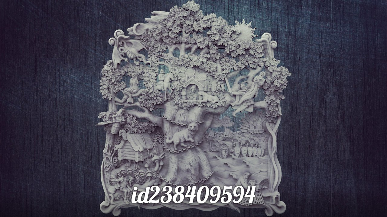 Free STL file U lukomorya cnc router art tree scene art 🎨 ・3D printer ...