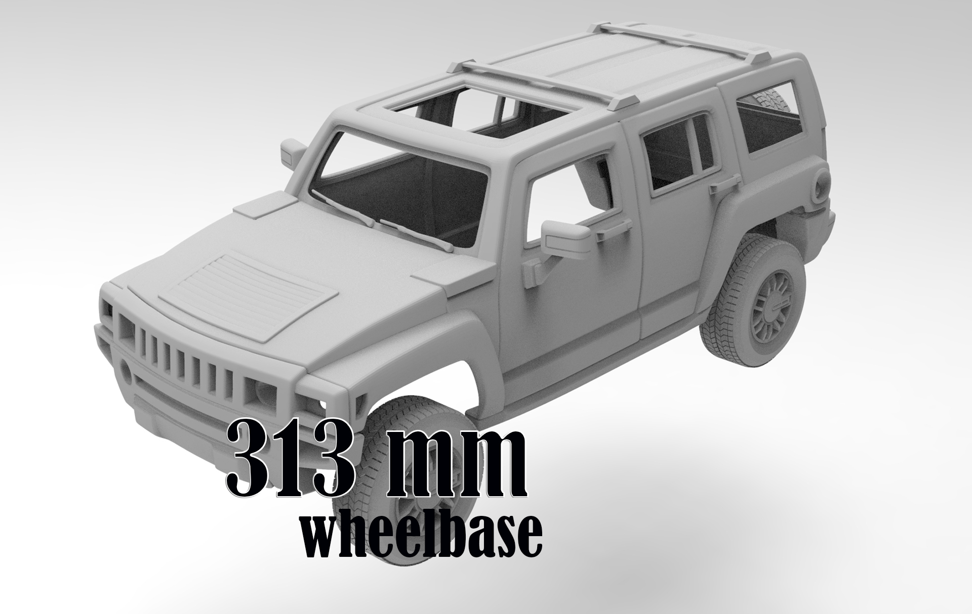 👽 Hummer H3 RC body 313mm wheelbase Axial 3d model・ STL File for ・Cults