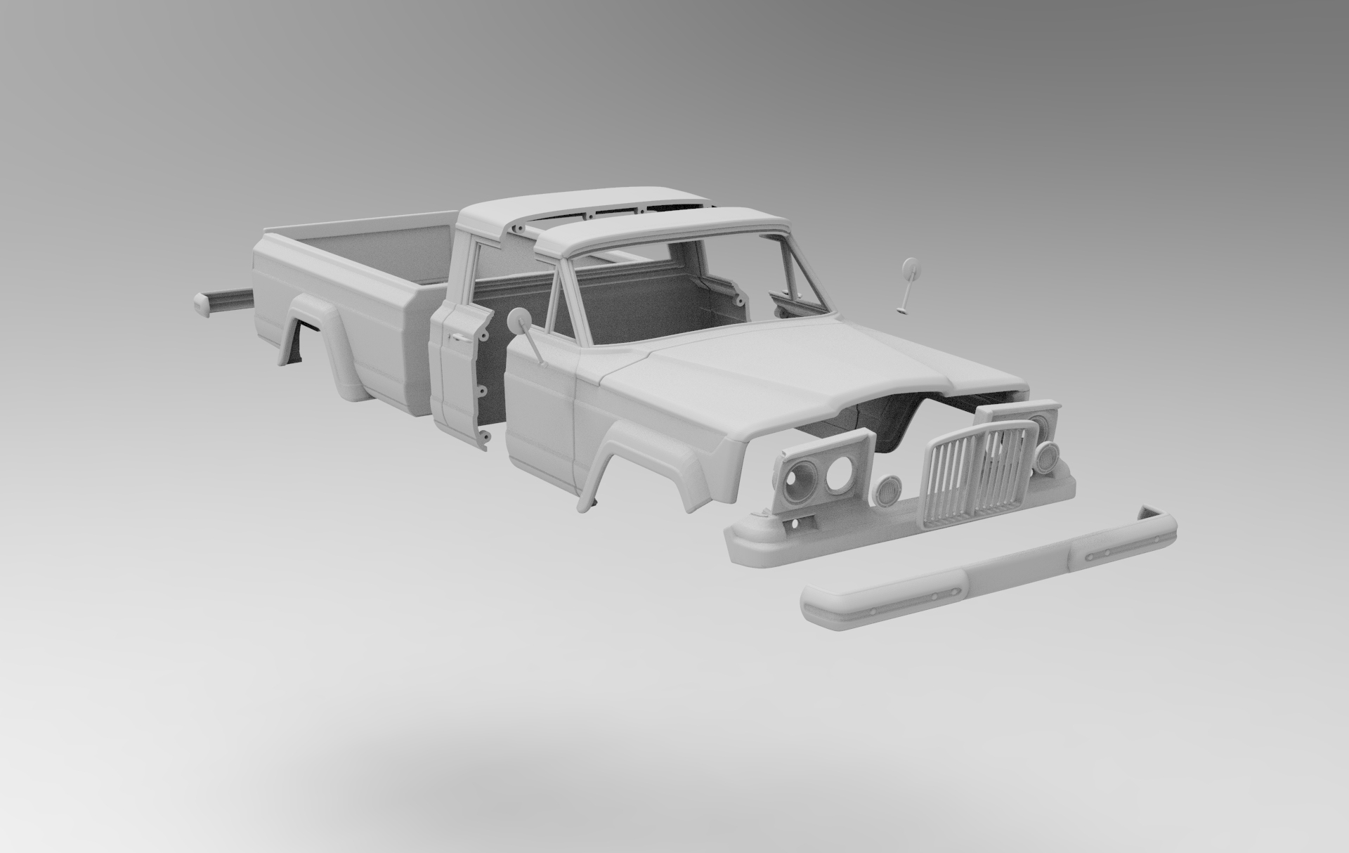 👴 STL files for 3d print RC body Old Jeep Gladiator / Comanche Axial ...