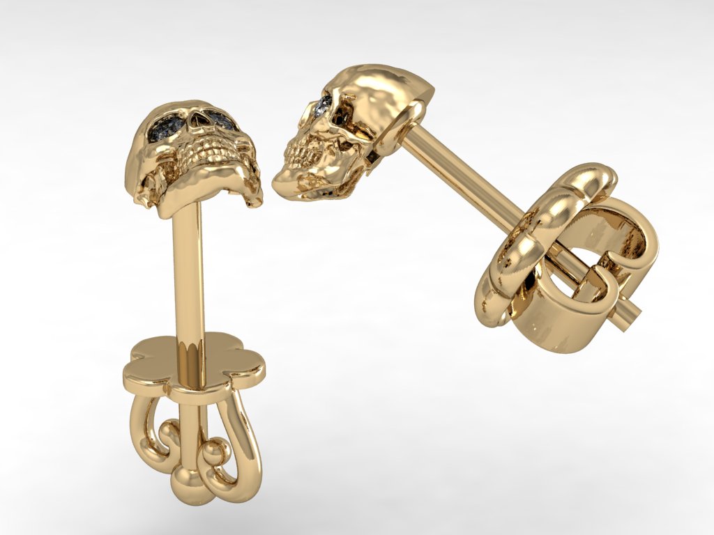 STL file stud earring human scull 💍 (OBJ)・Model to download and 3D ...