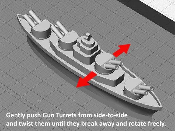 🔫 BATTLESHIPS - with Rotating Gun Turrets (No support required)・Free ...