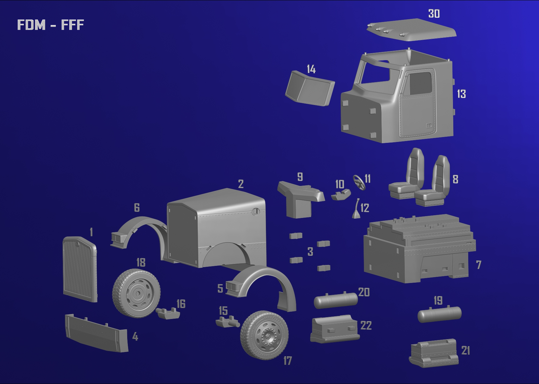 3D file American heavy truck Peterbilt custom Model Printing File STL ...