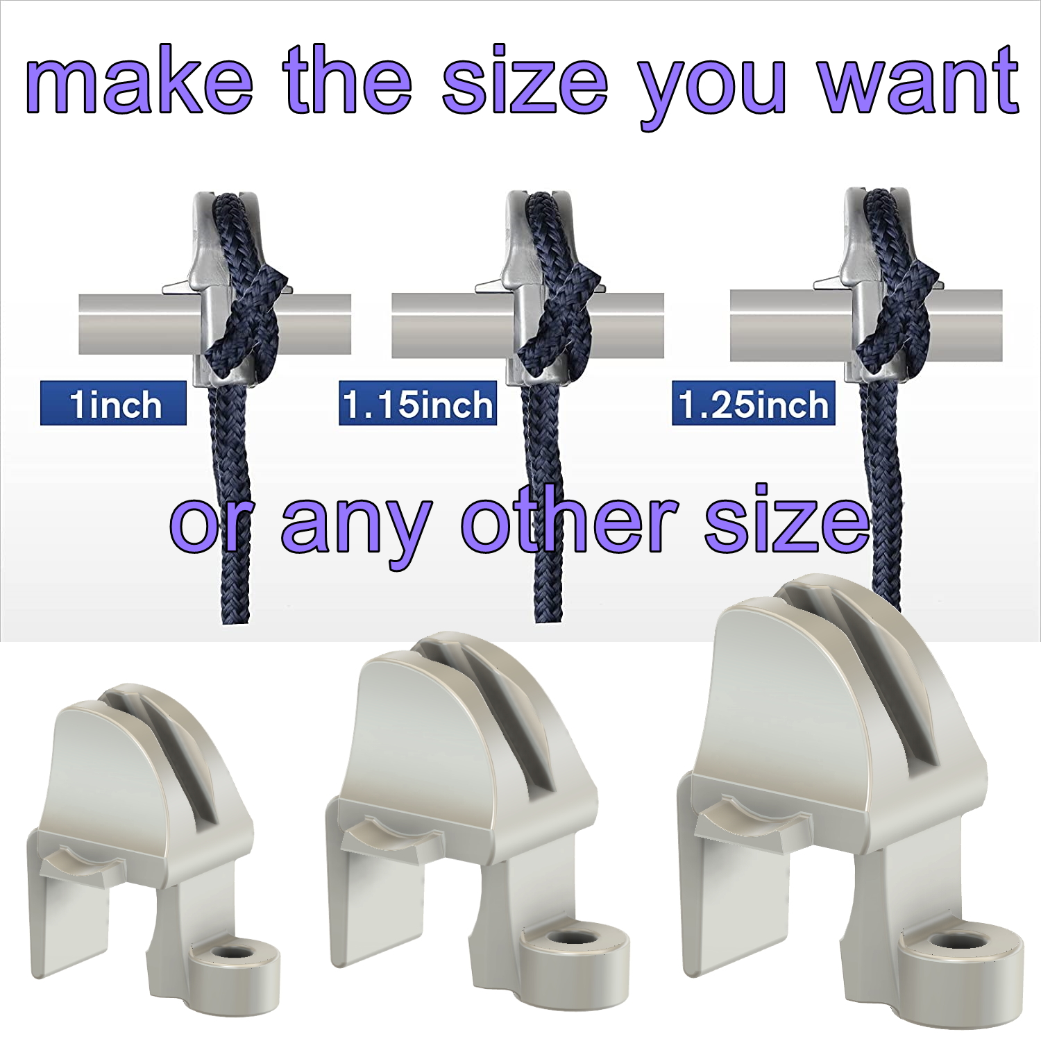 🛥️ Adjustable Pontoon Boat Square Rail Fender Cleat/Clip/Hanger for ...