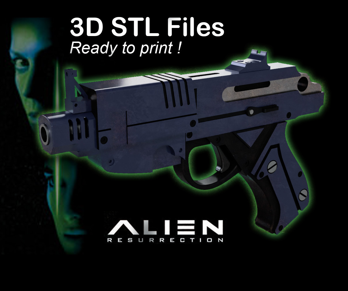 3D file Handgun from "Alien : Resurection" Replica 👽・Model to download ...