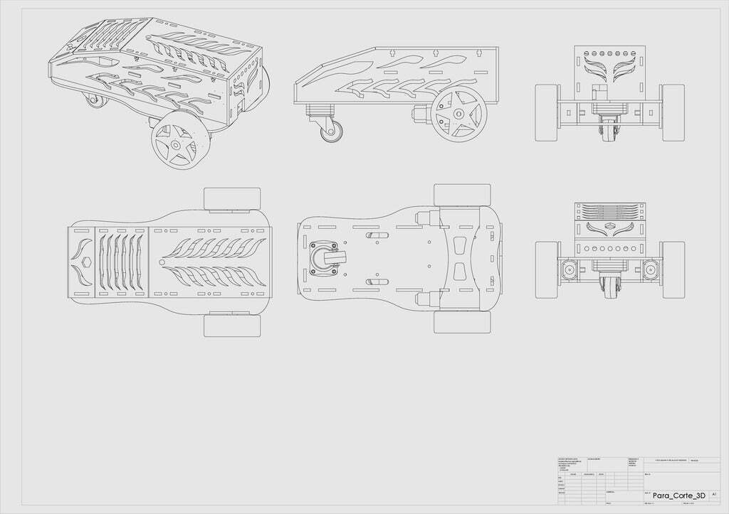 Archivo STL gratis Car MDF de 3mm 3 Rueda Para Arduino 🚗 ・Diseño ...