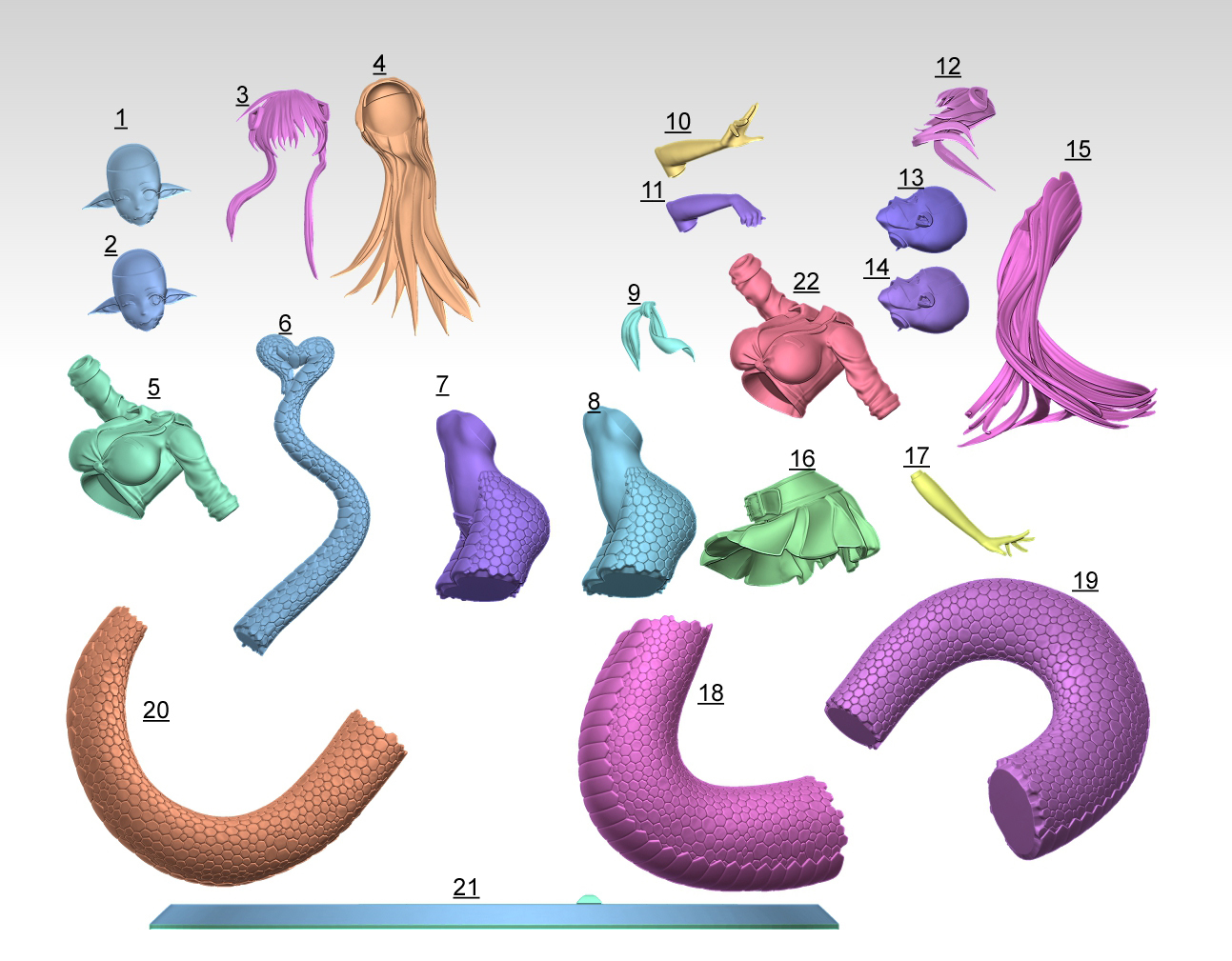 STL file monster musume miia lamia fanart 👹 ・3D print model to download ...