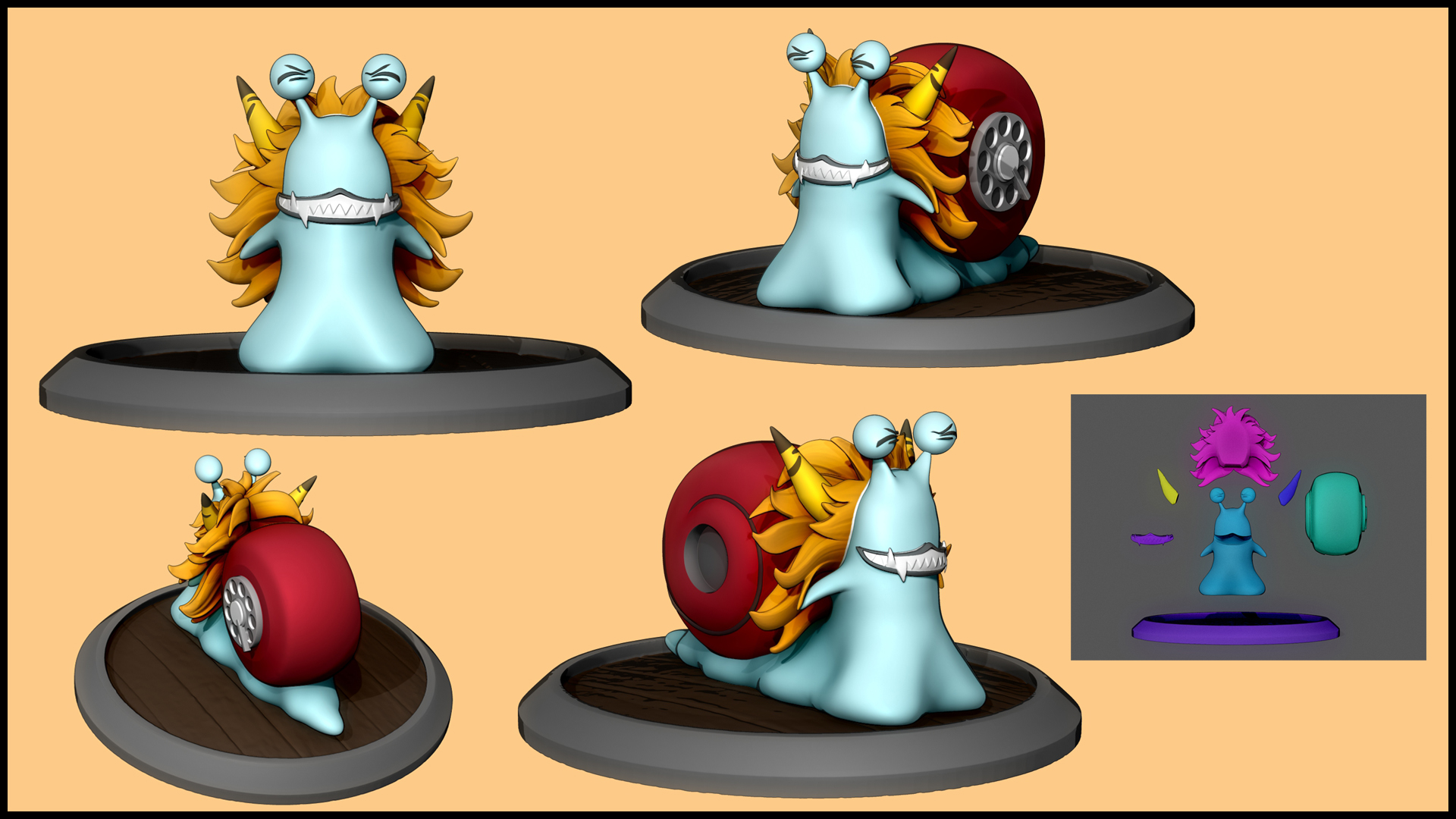 STL file one piece den den mushi cat viper transponder snail fan art 🐱 ...