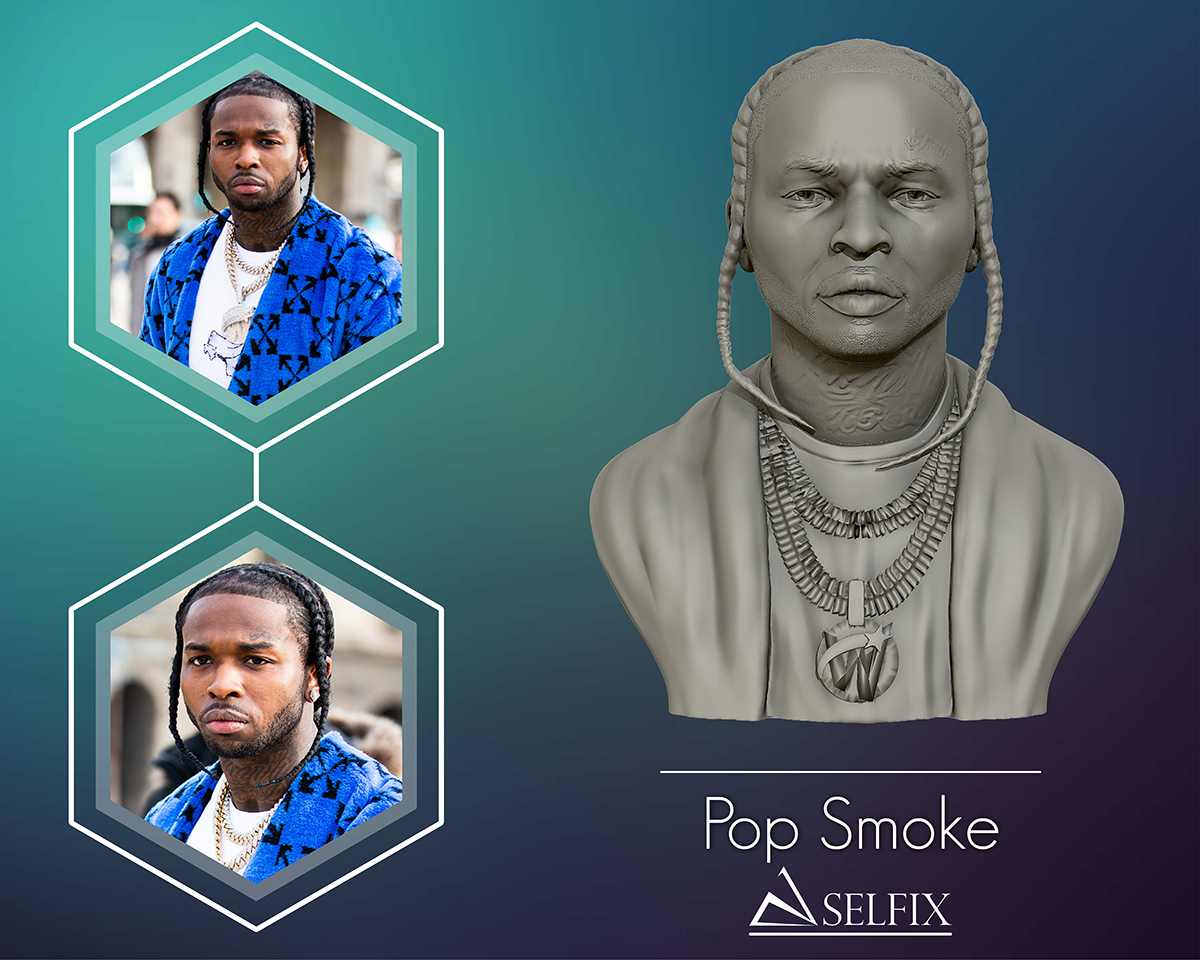 Fichier STL Modèle POP SMOKE 3D de sculpture de portrait 🚬 (OBJ)・Modèle ...