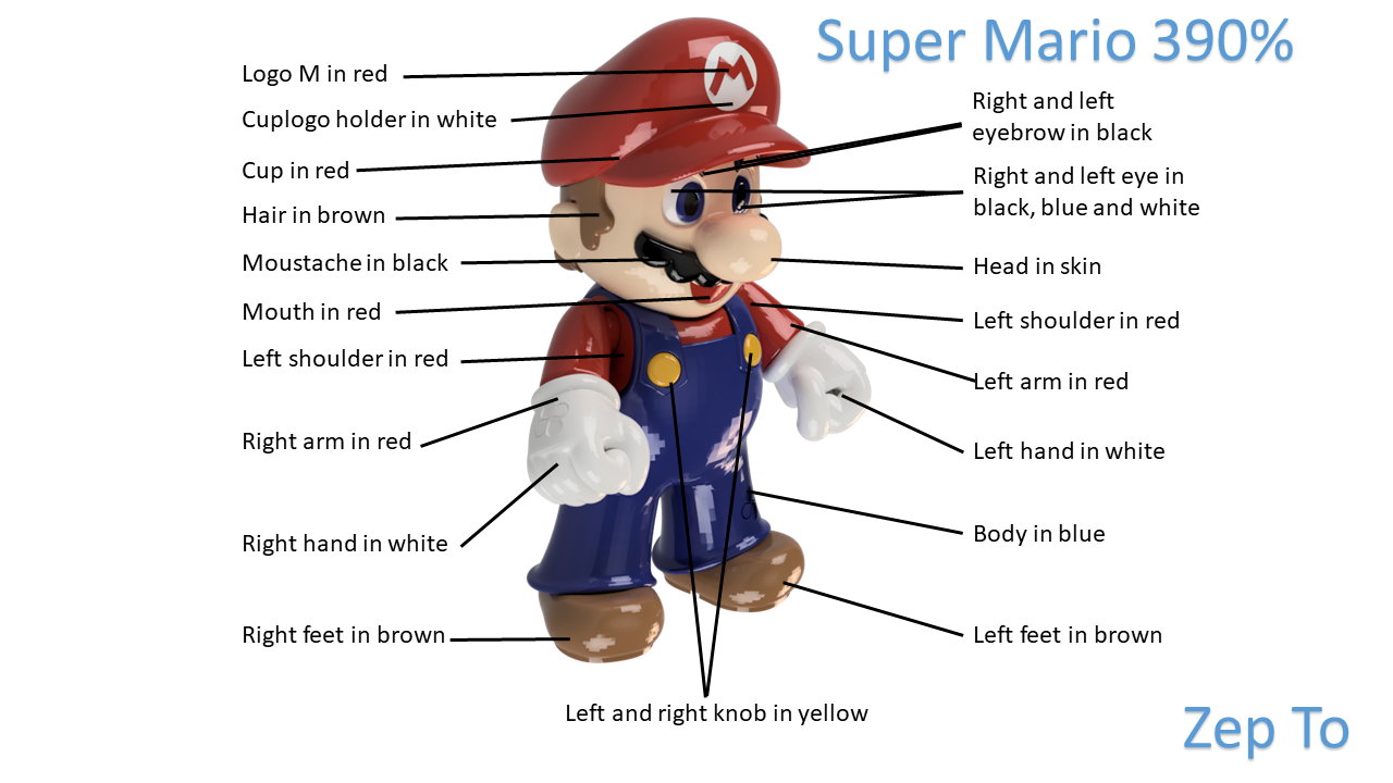 ⬆️ Super Mario scaled up to 390% - now are all parts printable・Free STL ...