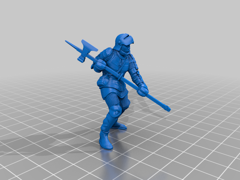 🫡 1-54 - Human Soldier - Halberd・Free STL File for ・Cults
