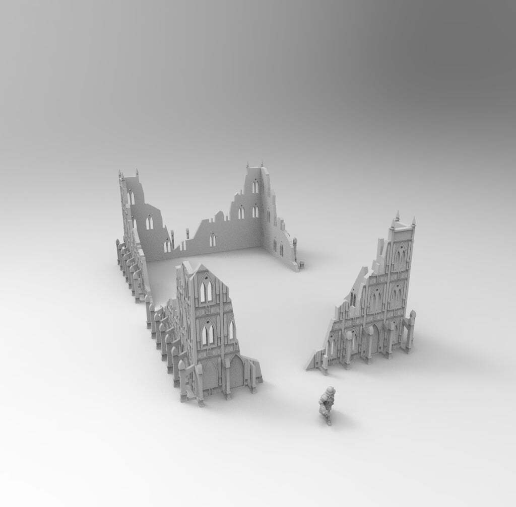 ⚔ Gothic Basilica Warhammer Ruins and Terrain 28mm・Free STL File for ・Cults