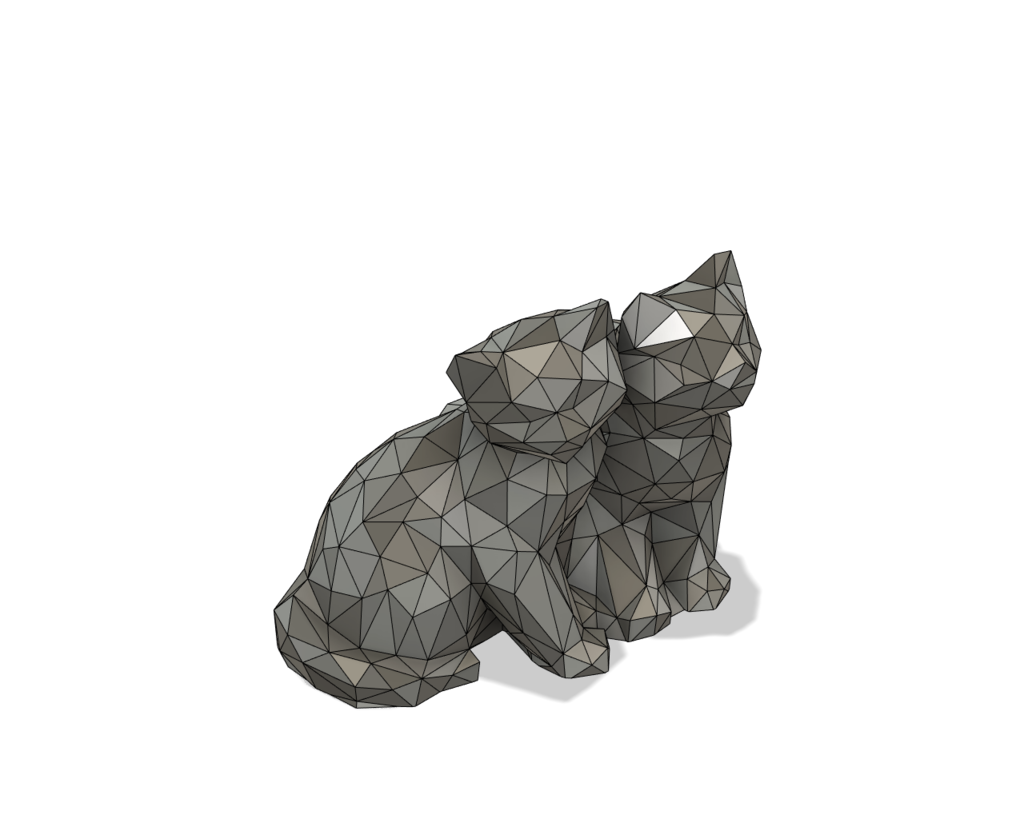🗿 Two Cats Low Poly・Free STL File for ・Cults