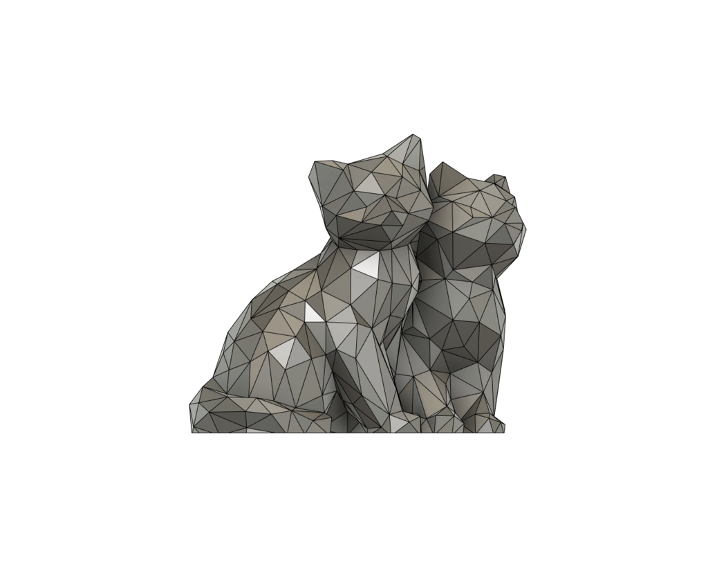 🗿 Two Cats Low Poly・Free STL File for ・Cults