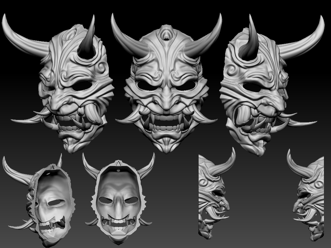 😈 Oni Mask Japanese・ OBJ File for ・Cults