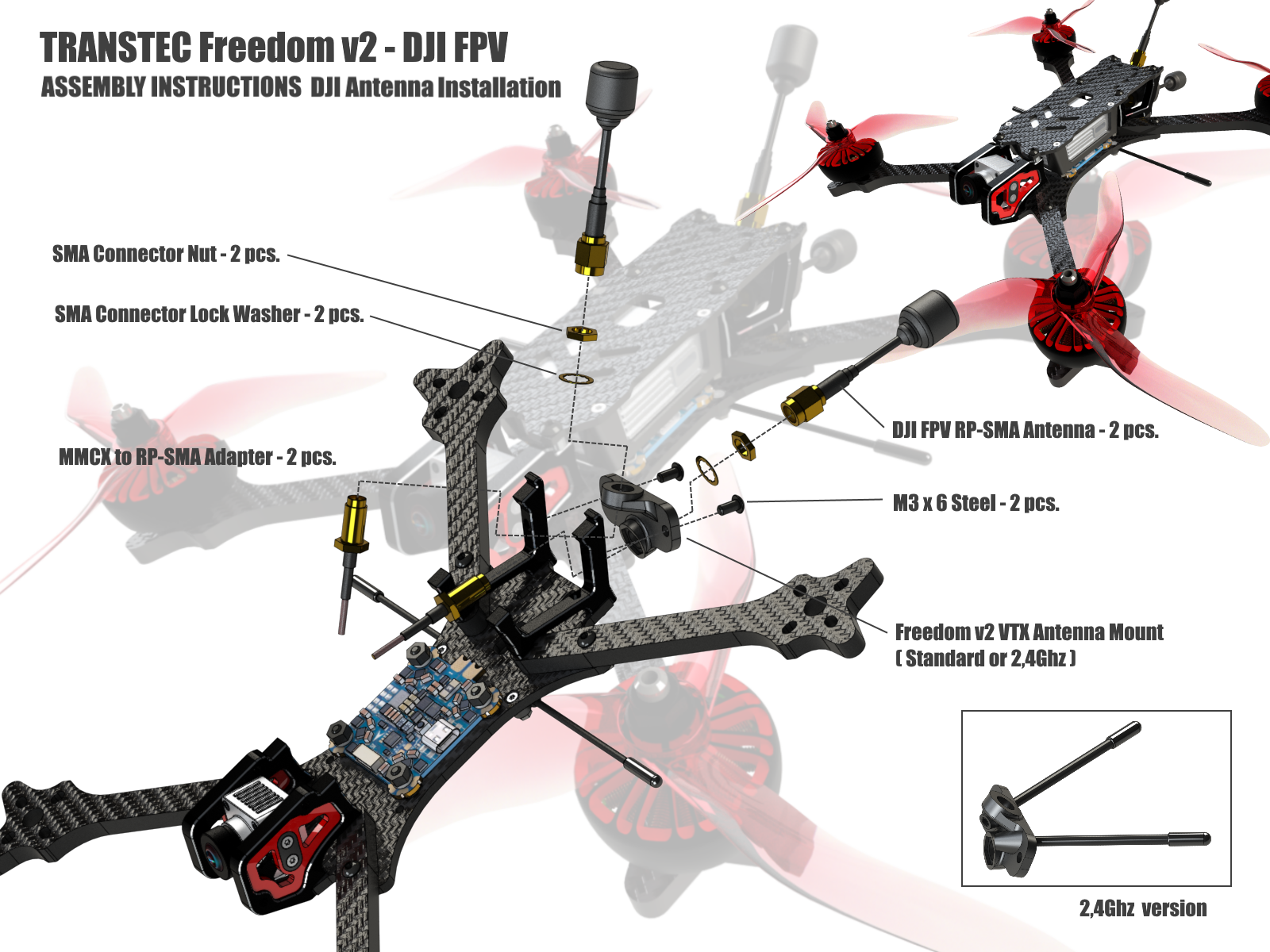 STL file DJI FPV - TransTec Freedom v2 CONVERSION KIT 👽 ・3D printing ...