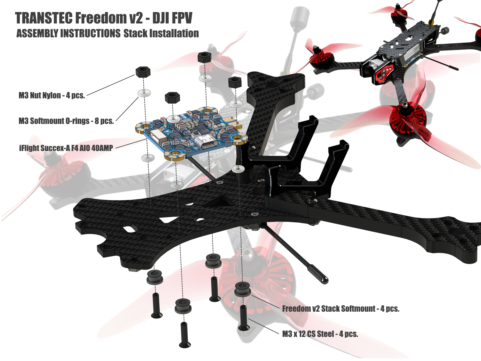 STL file DJI FPV - TransTec Freedom v2 CONVERSION KIT 👽 ・3D printing ...