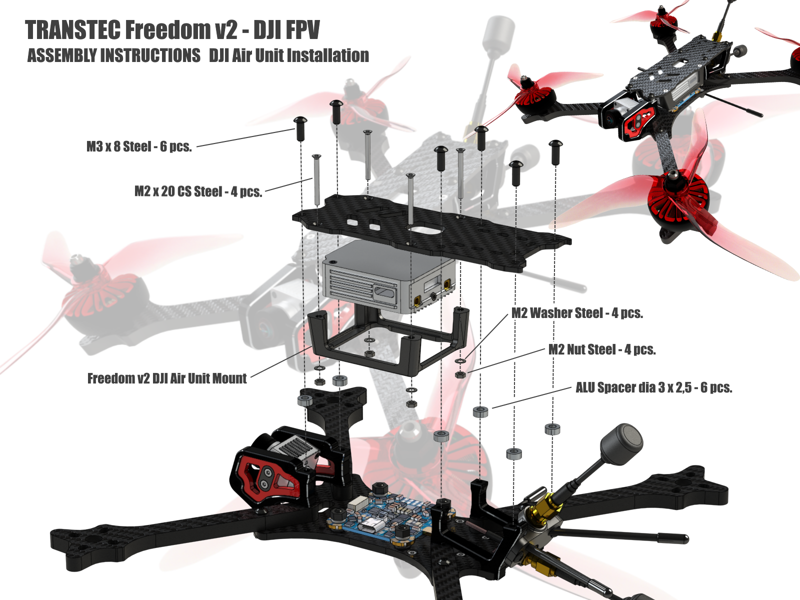 STL file DJI FPV - TransTec Freedom v2 CONVERSION KIT 👽 ・3D printing ...