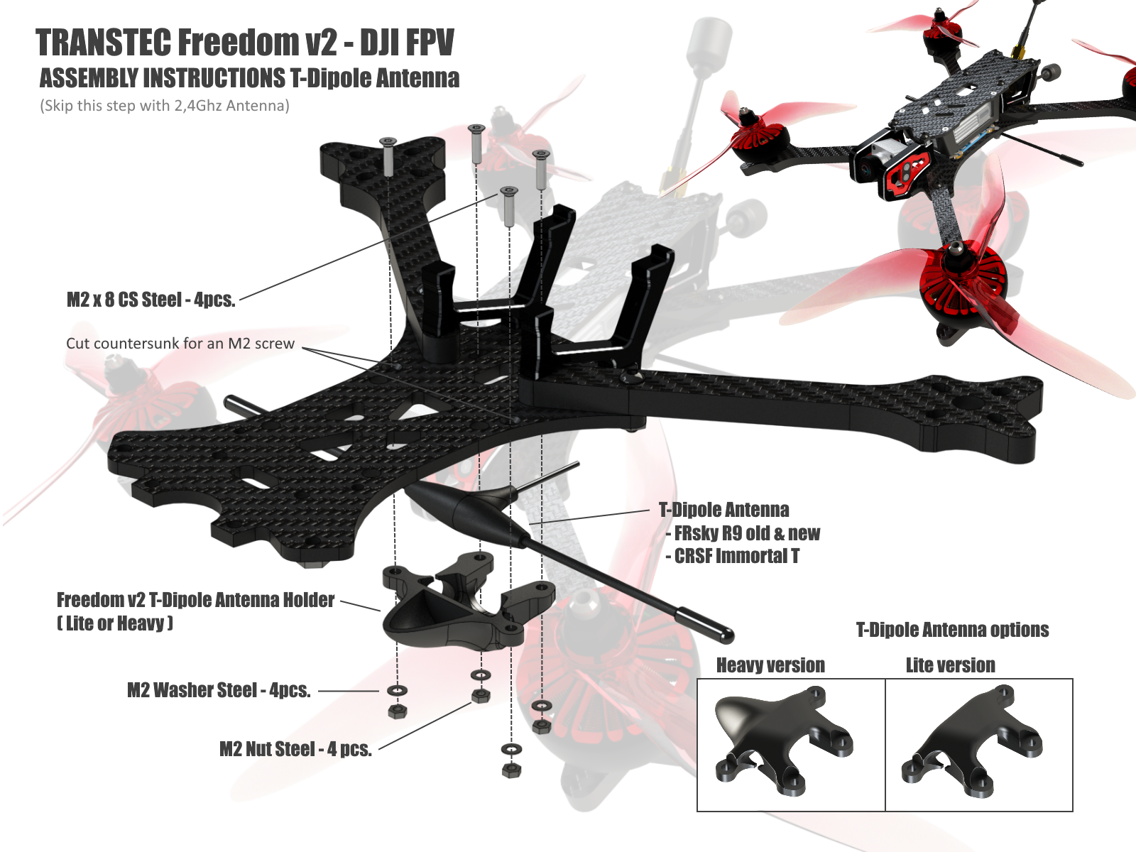 STL file DJI FPV - TransTec Freedom v2 CONVERSION KIT 👽 ・3D printing ...