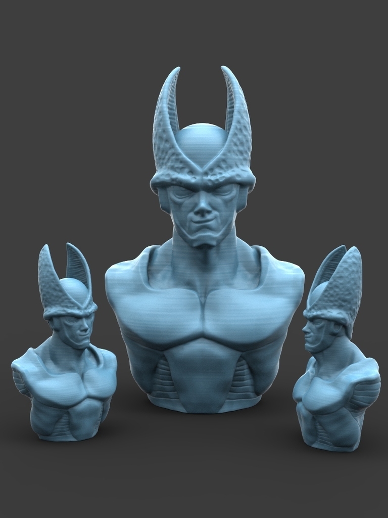 👤 Perfect Cell DBZ Bust & Base・Free 3D File for ・Cults