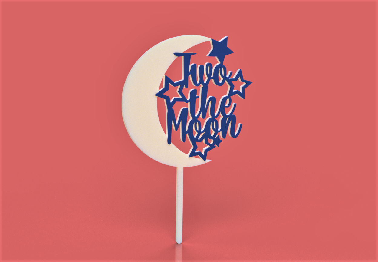 STL file Two the moon Cake Topper 🌙 ・3D printable model to download・Cults
