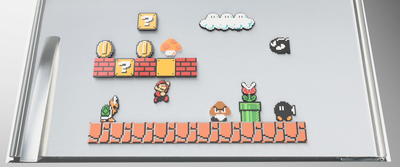 🍄 Set x20 fridge magnets by Mario Bros・ 3D File for ・Cults