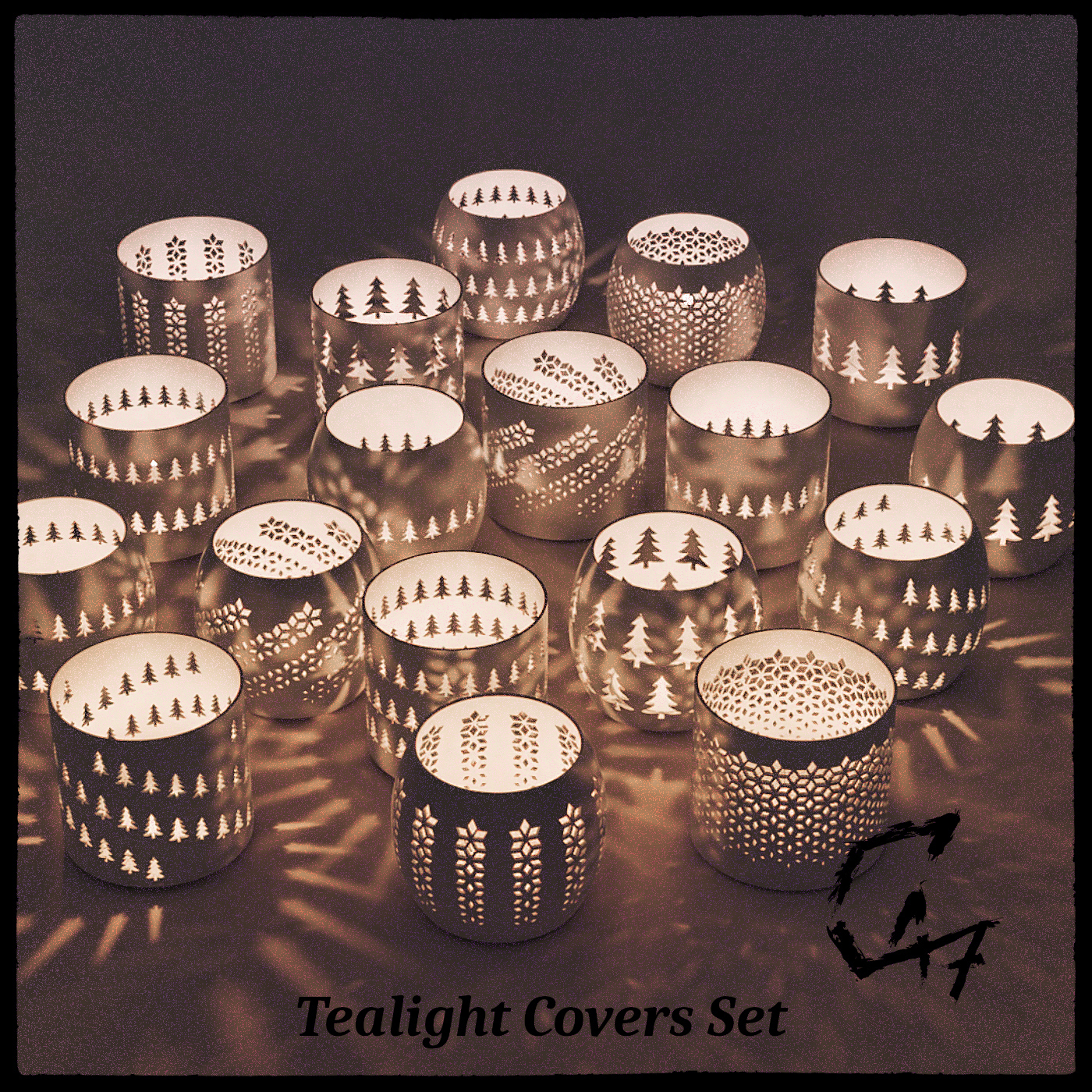 🌳 Tealight cover with tree holes・Free STL File for ・Cults